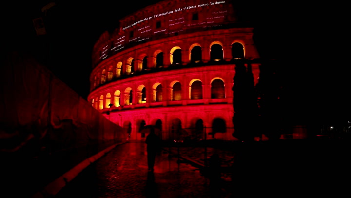 National Post Colosseum Turns Red For Violence Against Women