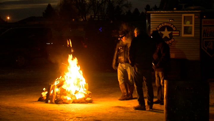 Country Bonfire Party With Trucks