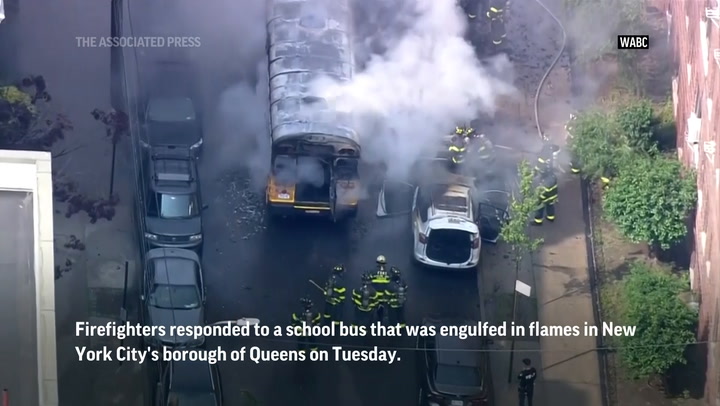 National Post | Aerial Video Shows School Bus On Fire In Nyc